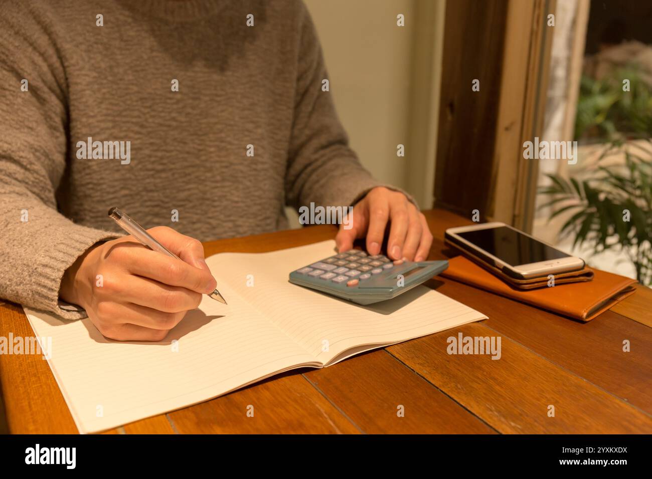 People doing calculations in café Stock Photo - Alamy