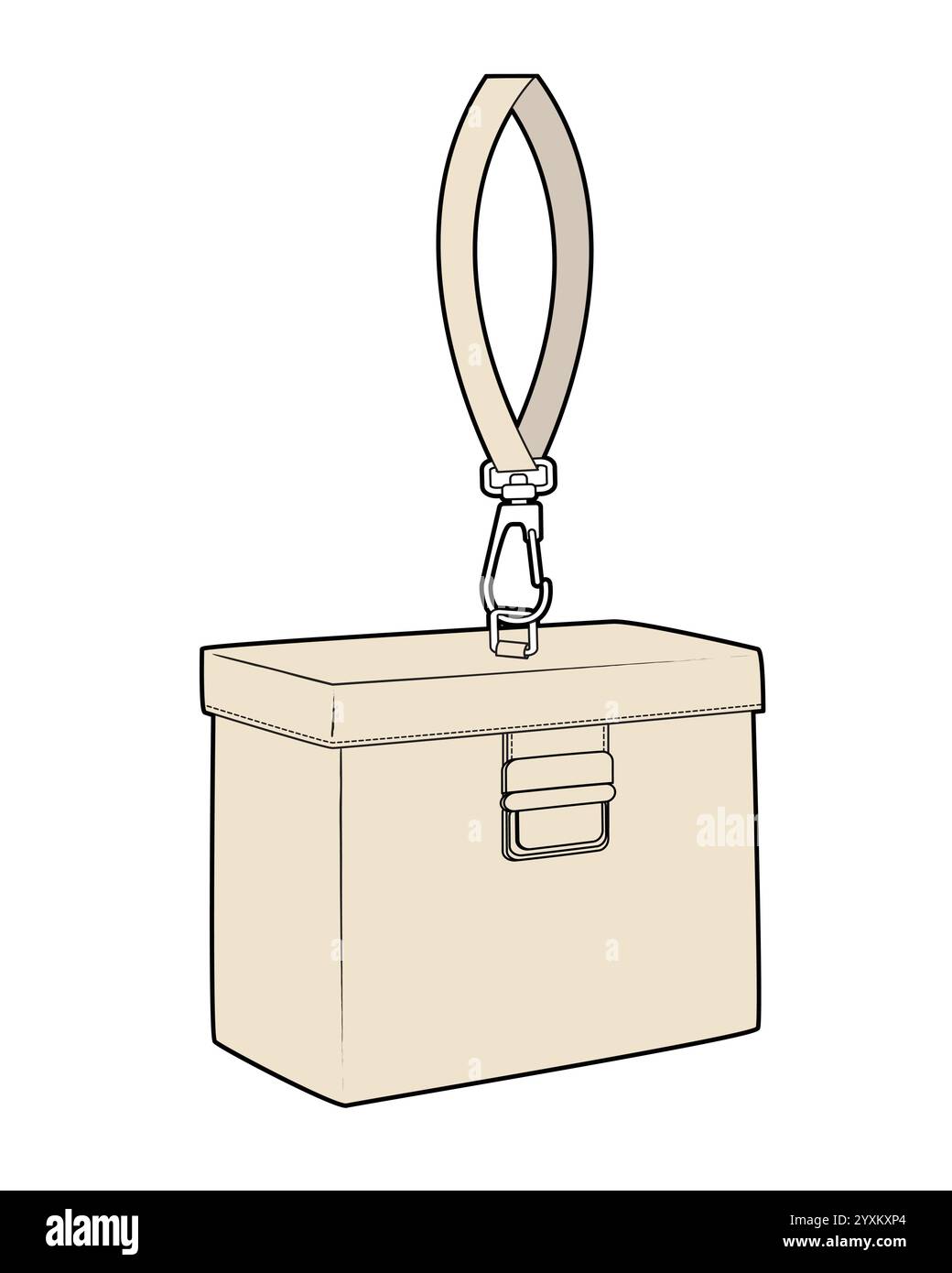 Occasion box bag technical flat drawing vector mockup template Stock ...