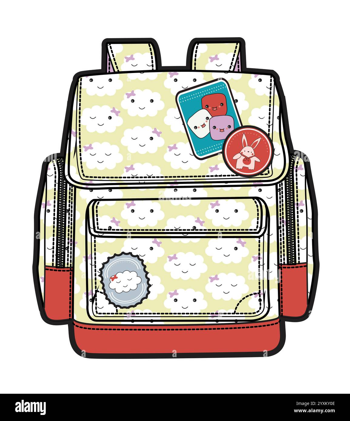 Kids backpack flat sketch hi-res stock photography and images - Alamy