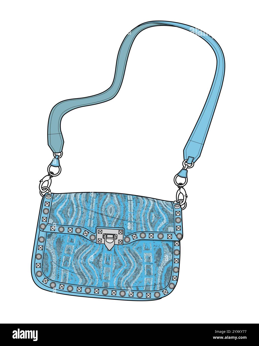 Saddle bags for girls vector mockup template technical drawing Stock ...