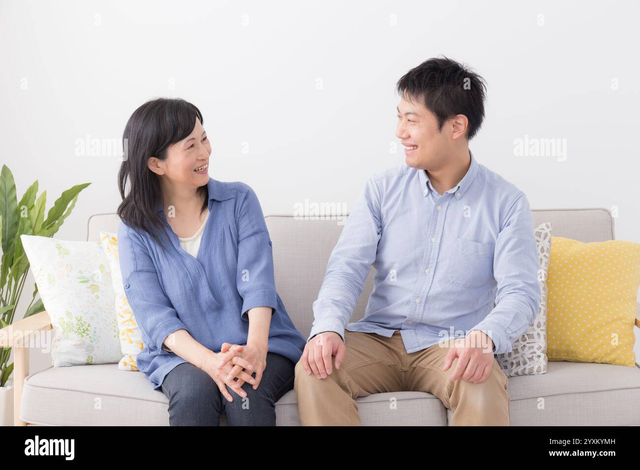 Senior woman and son Stock Photo - Alamy