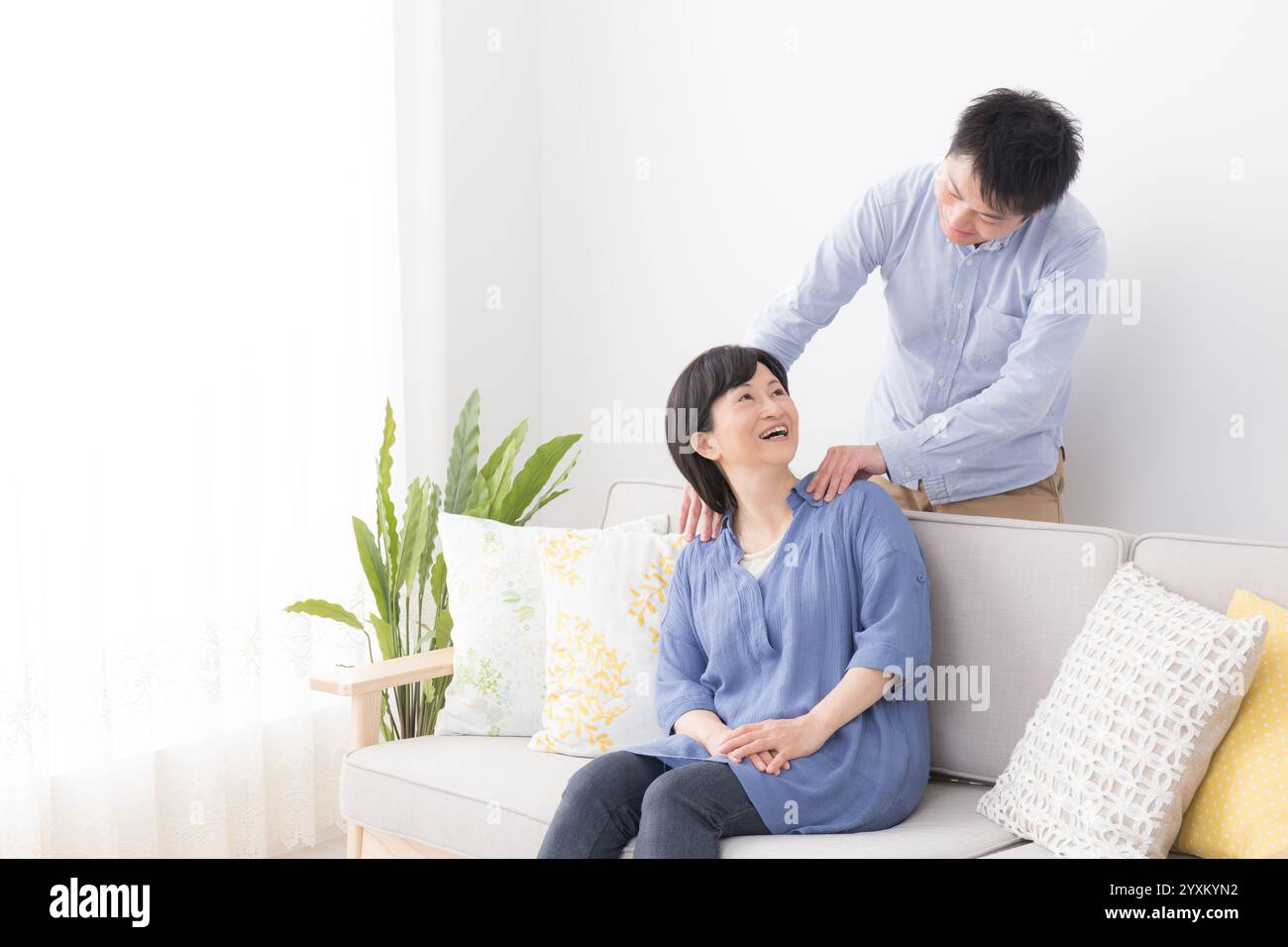Senior woman and son Stock Photo - Alamy