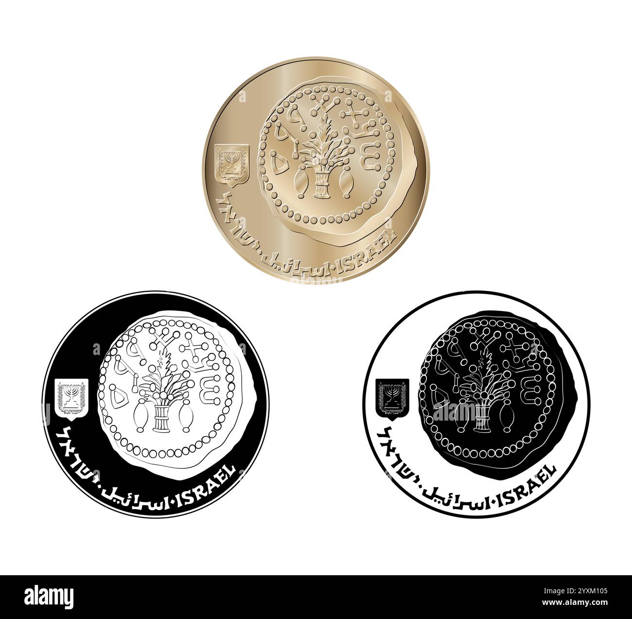 Coin, Israel, 50 sheqalim. Obverse of Israel fifty sheqalim coin. The ...