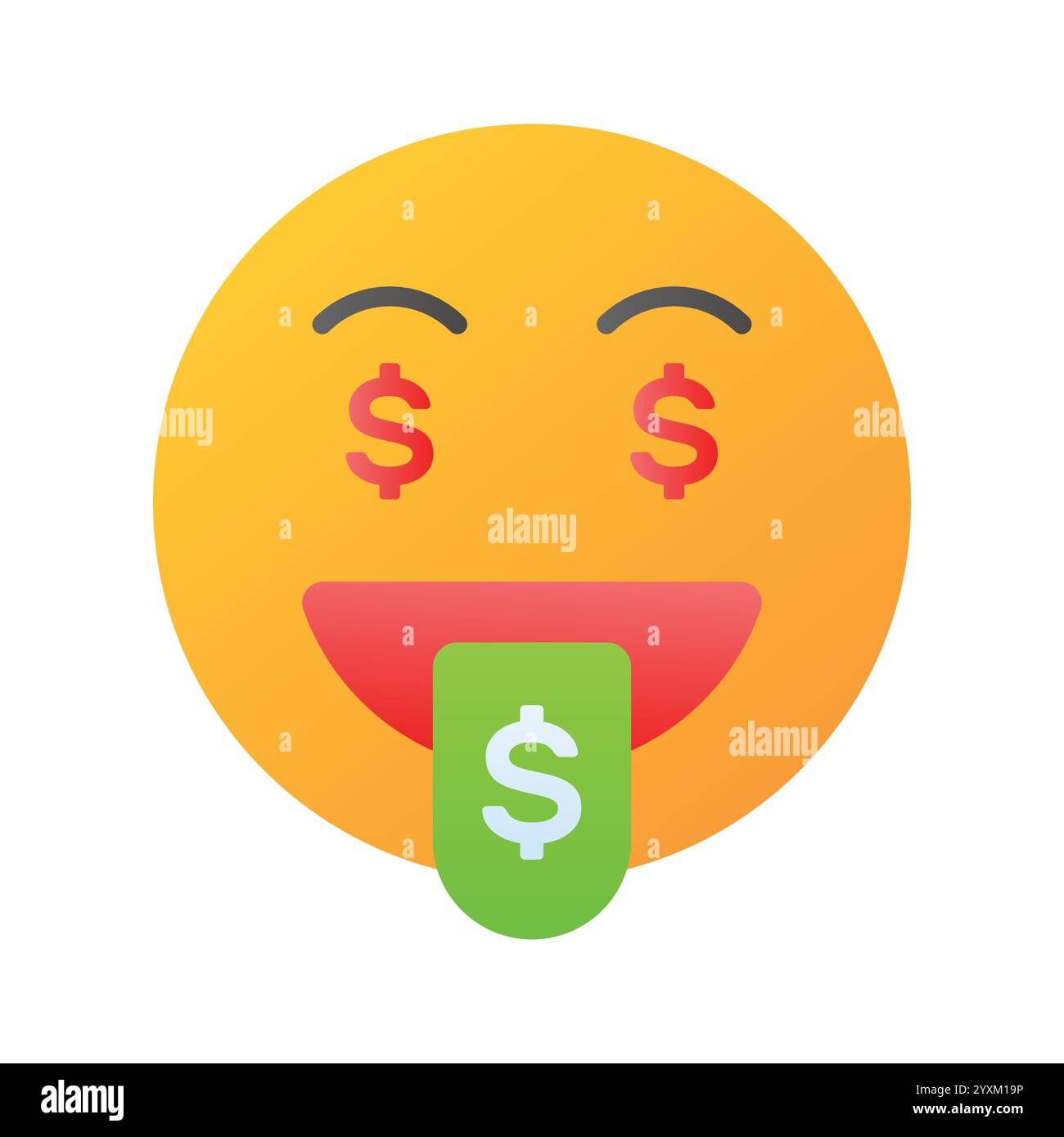 Rich emoji vector design, greedy expressions, dollar sign on tongue ...