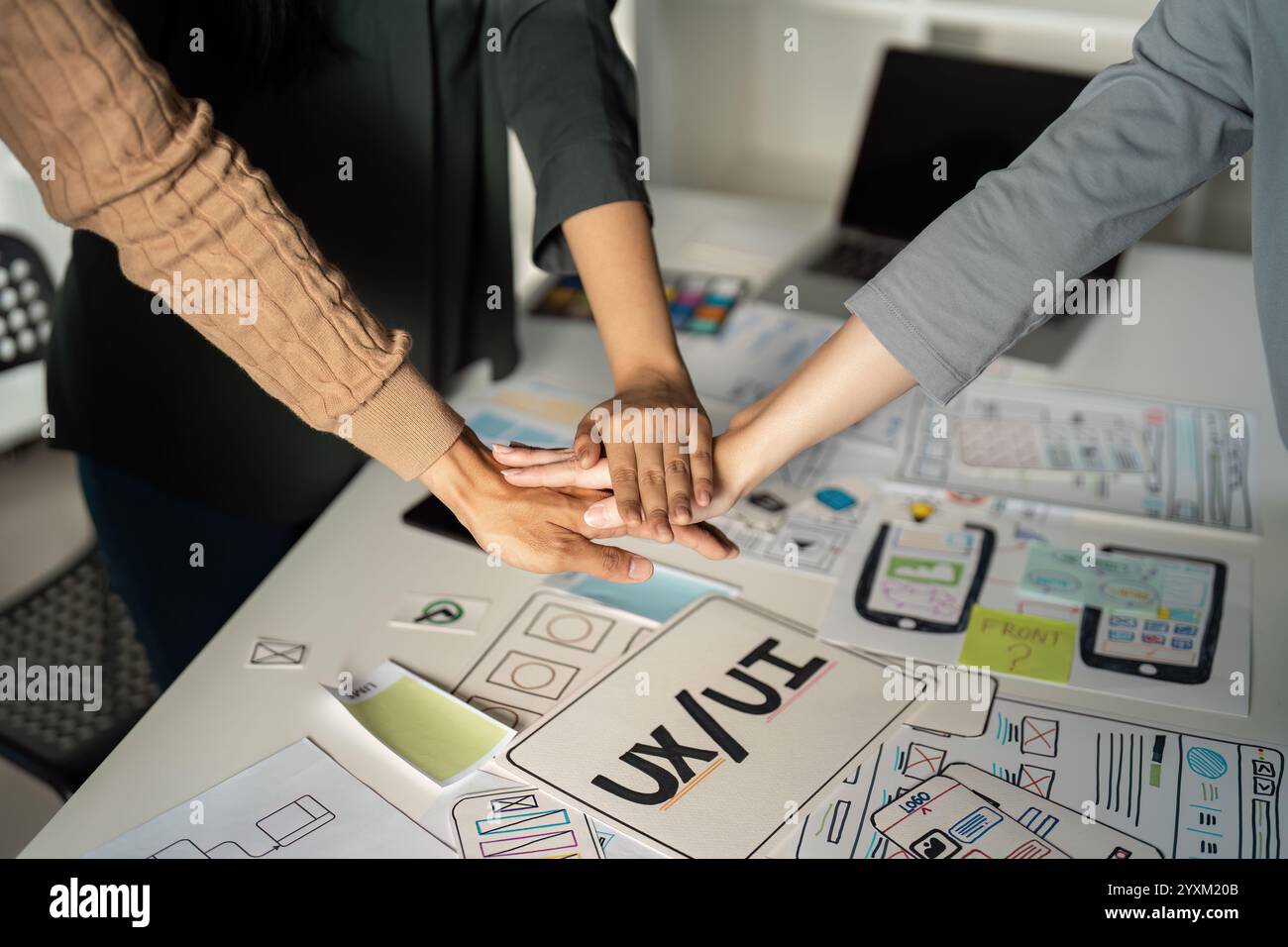 Collaborative UX UI Design Teamwork with Wireframes and Prototypes in a ...