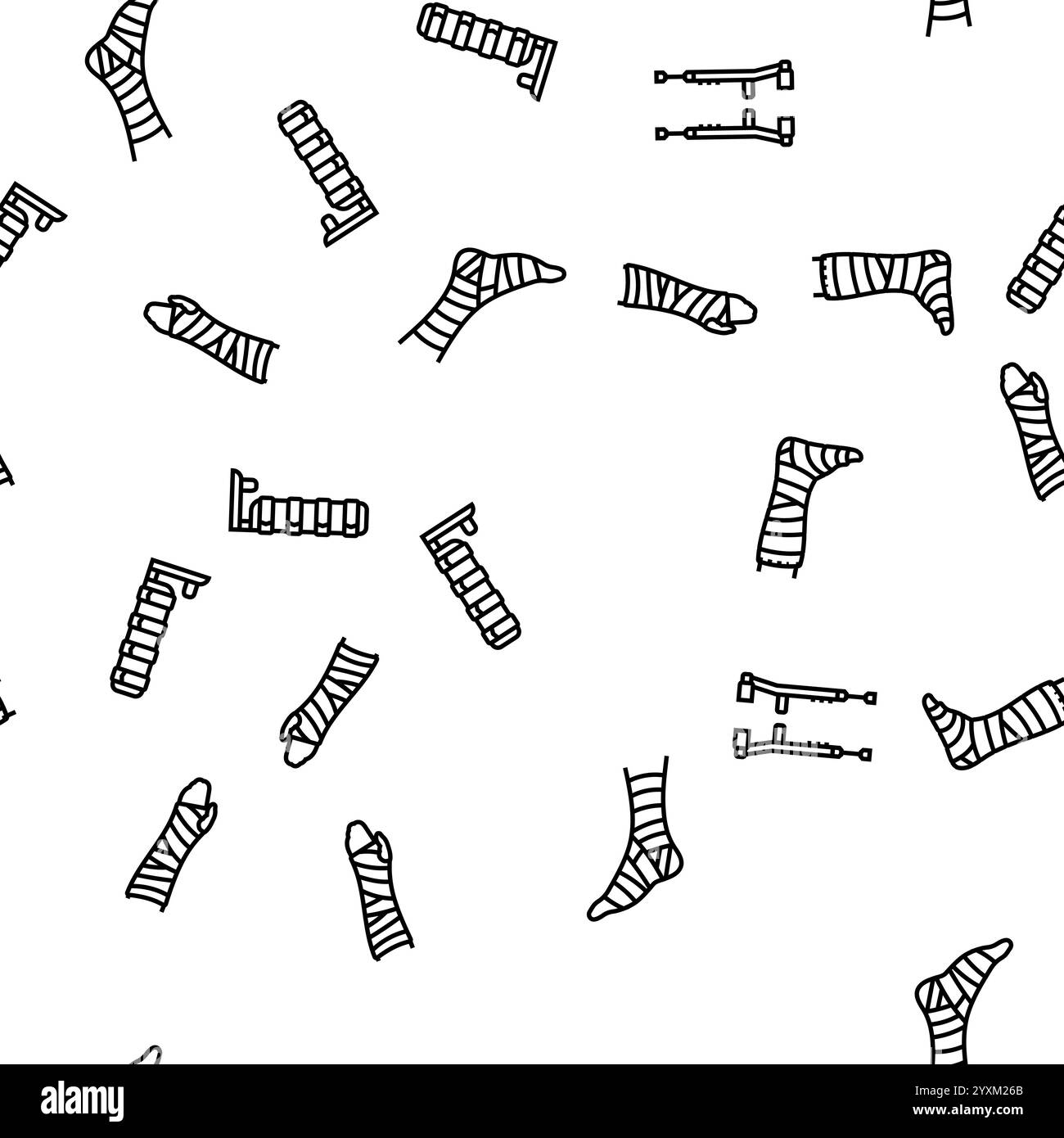 fracture injury bone break vector seamless pattern thin line ...