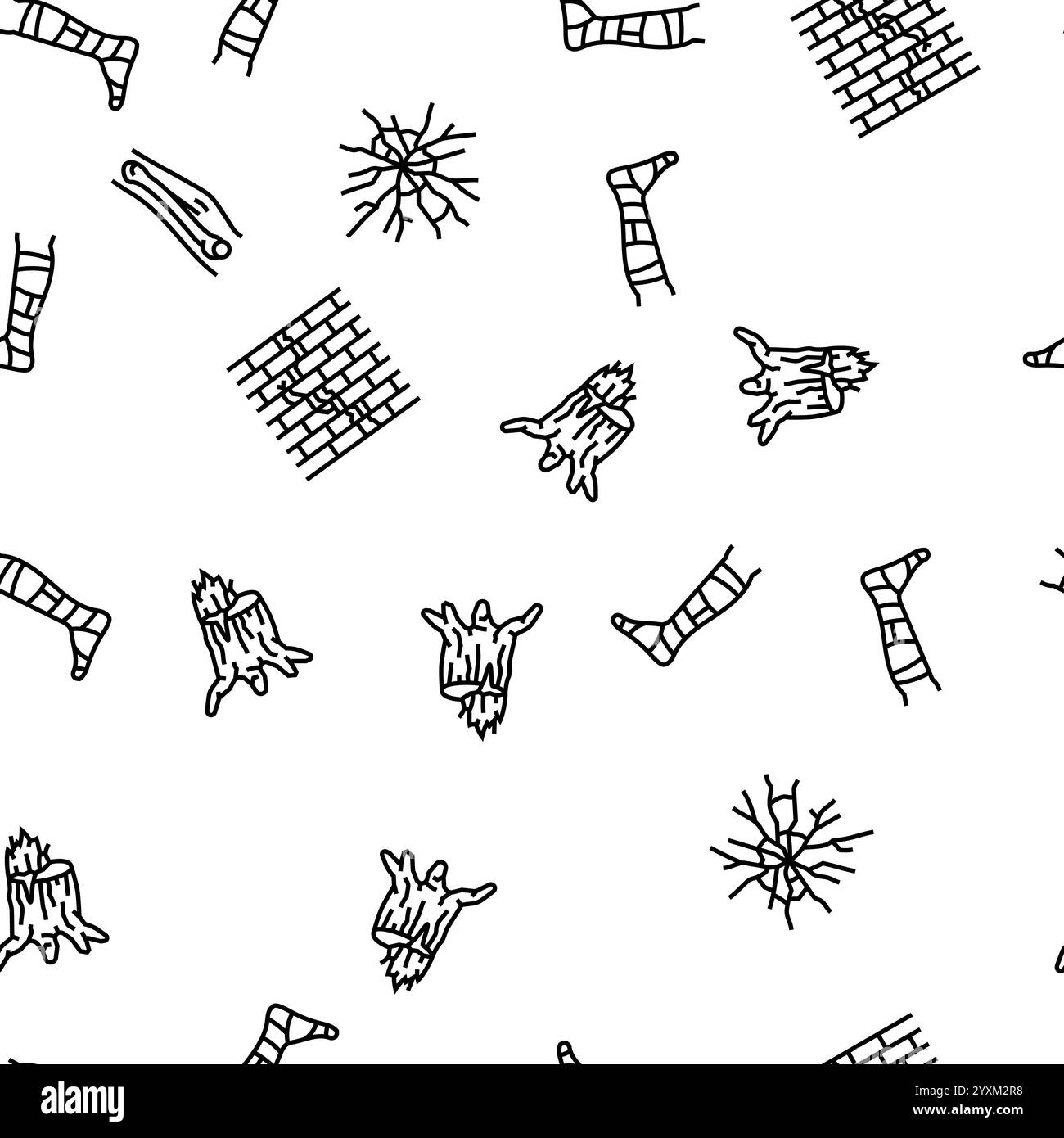 fracture bone break injury vector seamless pattern thin line ...