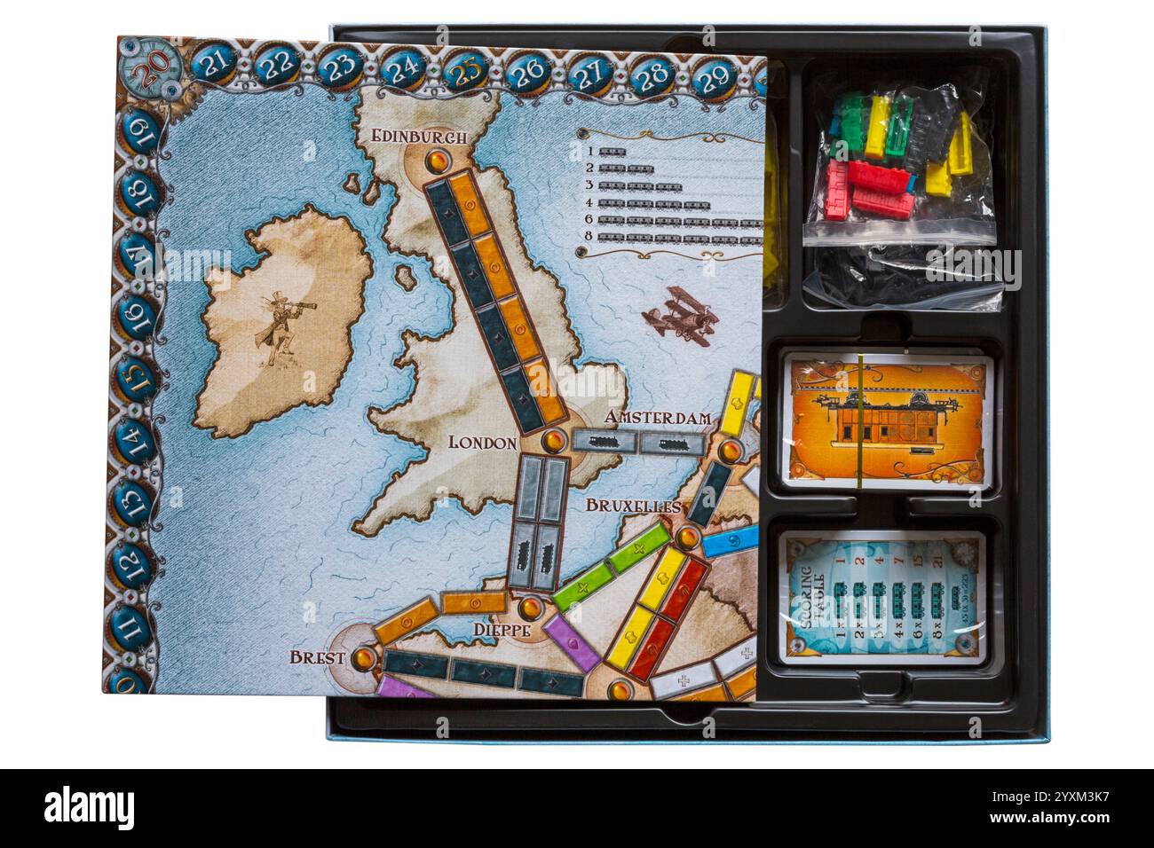 Ticket to Ride Europe board game isolated on white background - box ...