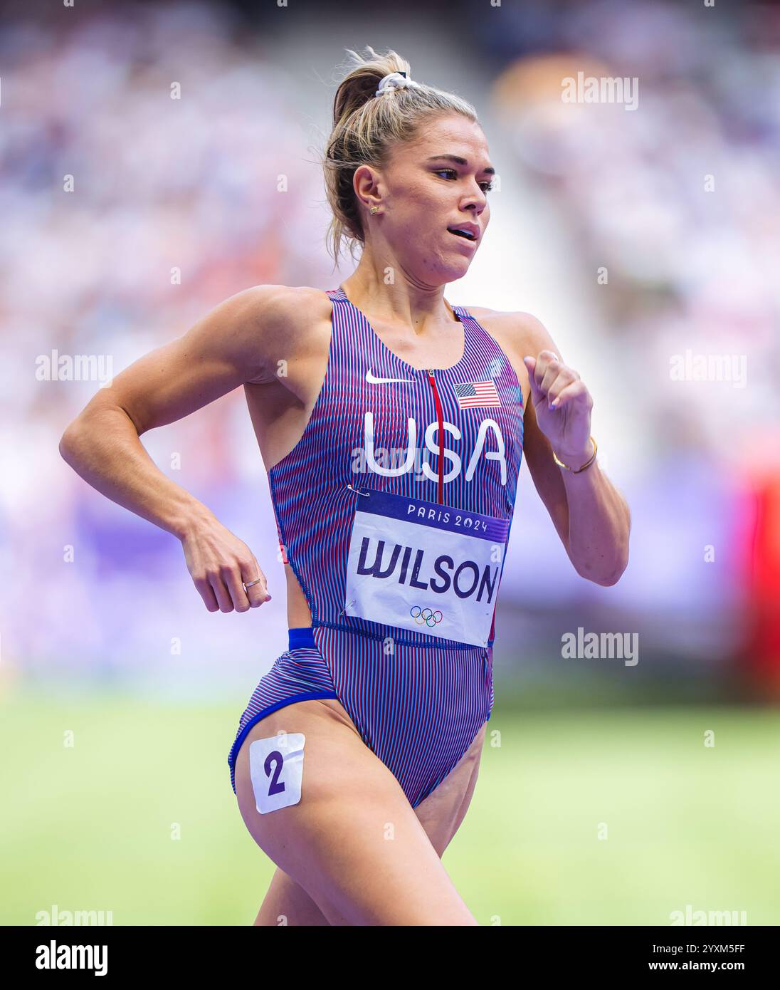 Allie Wilson participating in the 800 meters at the Paris 2024 Olympic ...