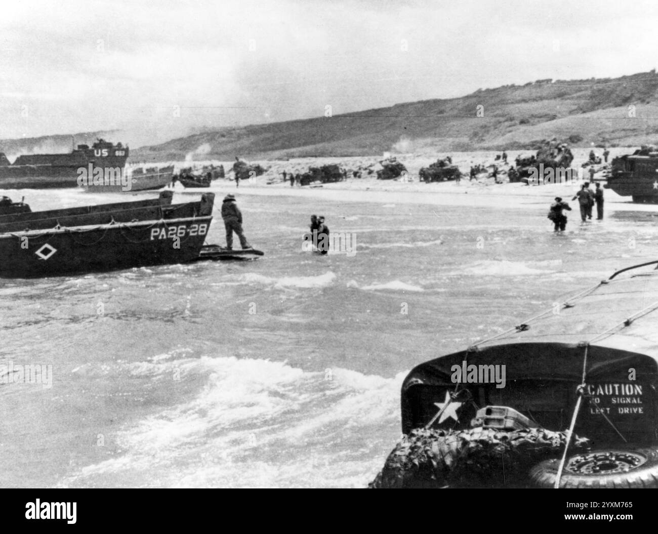 Normandy Invasion, June 1944- Scene on Omaha Beach, 6 June 1944. USS ...