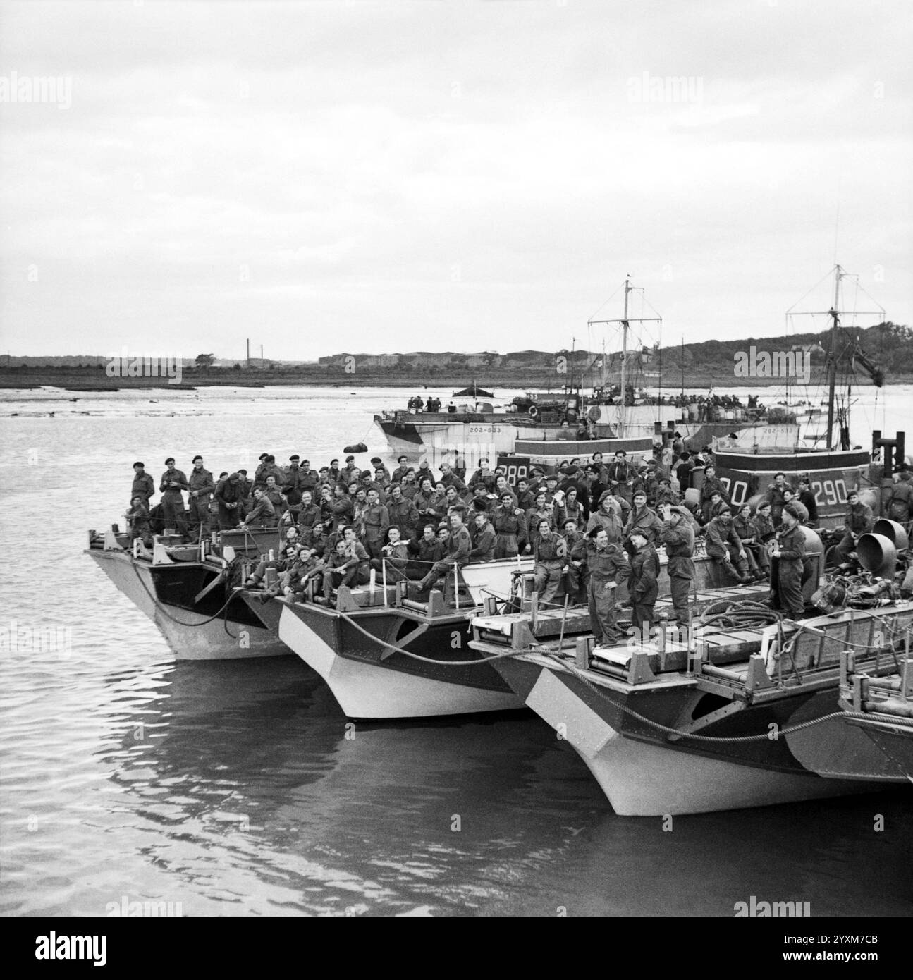 Commandos of 1st Special Service Brigade aboard LCI (S) (Landing Craft ...