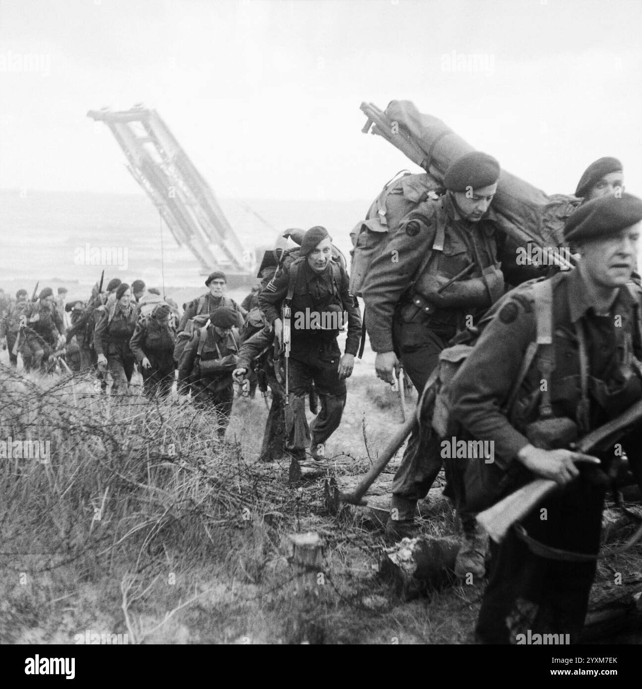 Royal Marine Commandos attached to 3rd Division move inland from Sword ...