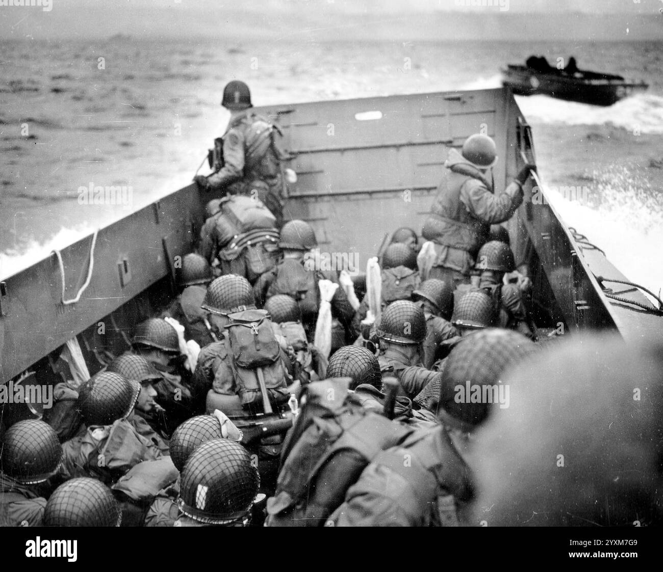 US Navy- American landing in Normandy- Aboard a landing craft facing ...