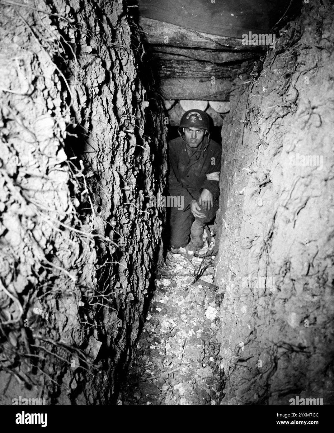 Where "Jerry" (Germans) was Hiding on D Day. An American soldier crawls ...