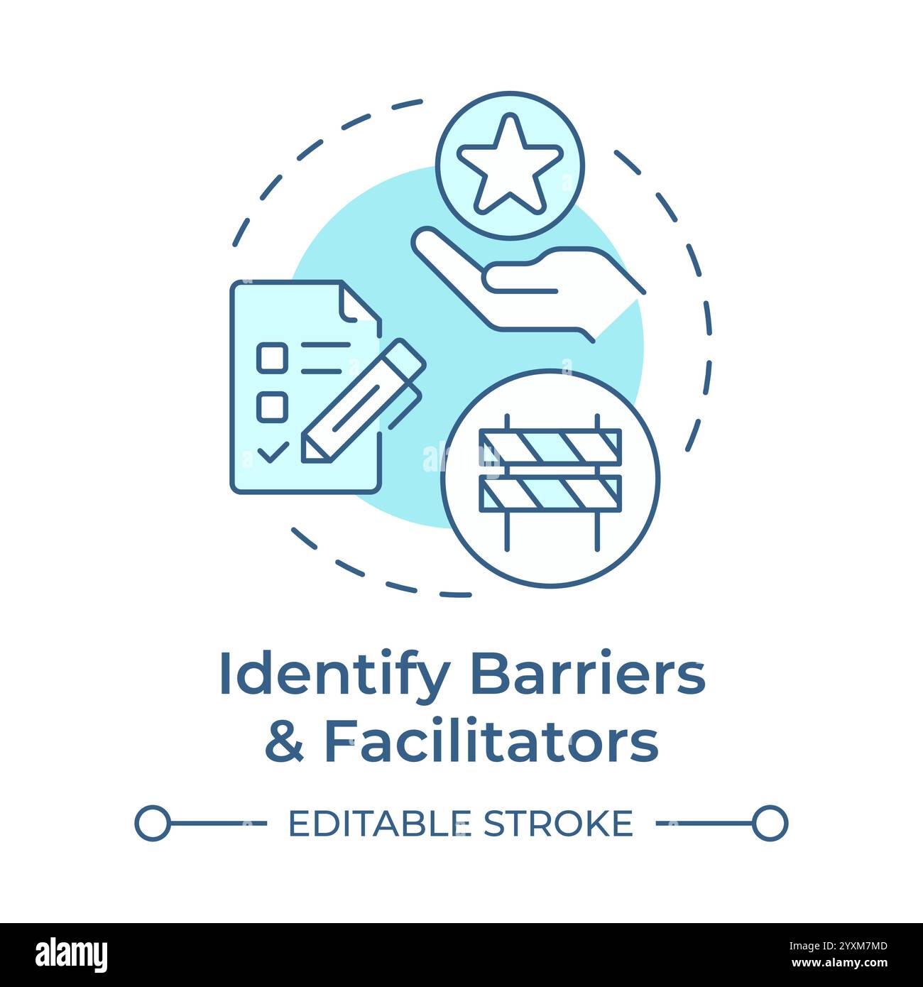 Identify barriers and facilitators soft blue concept icon Stock Vector ...