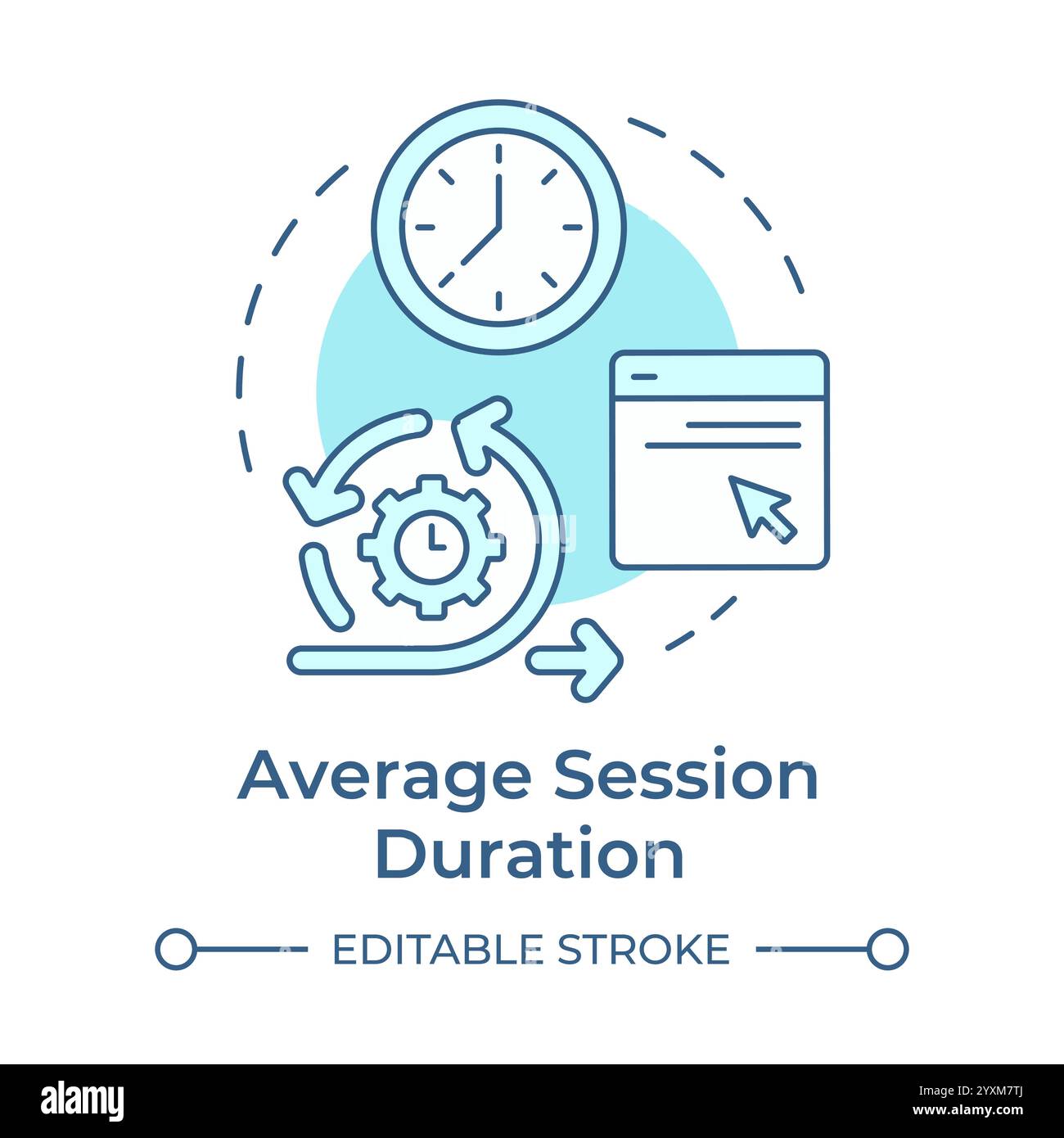 Average session duration soft blue concept icon Stock Vector Image ...