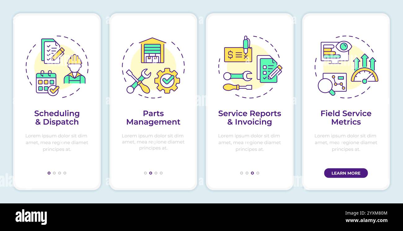 Key components of FSM onboarding mobile app screen Stock Vector Image & Art - Alamy