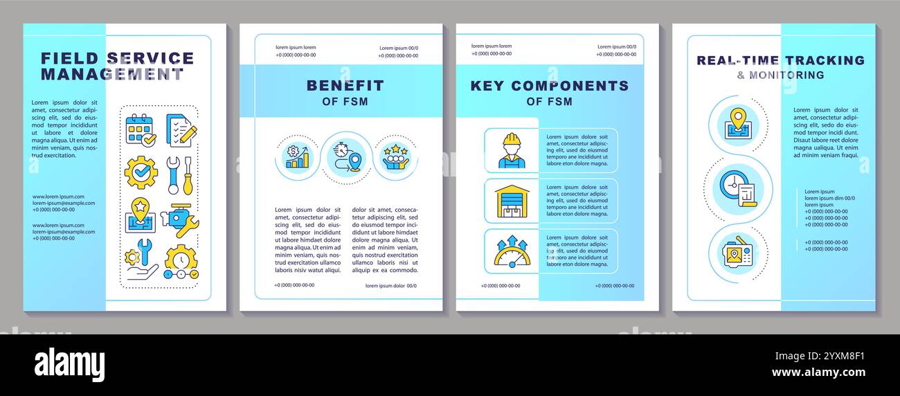 Field service management blue gradient brochure template Stock Vector Image & Art - Alamy