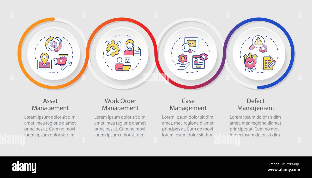 Core features of fsm systems infographics circles sequence Stock Vector ...