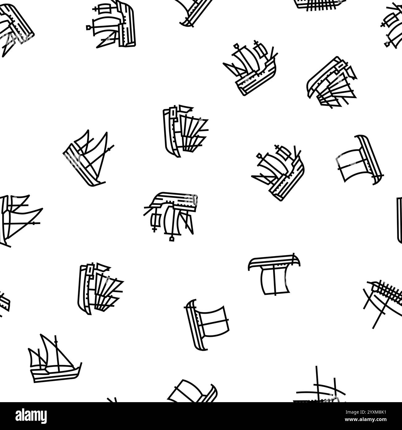 ancient ship maritime vessel seamless pattern vector Stock Vector Image ...