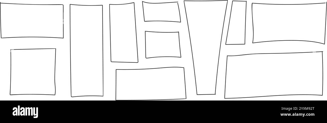 Rectangle frame line. square shape outline on hand draw style. vector ...