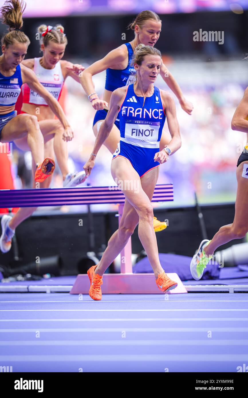 Alice Finot participating in the 3000 metres steeplechase at the Paris ...
