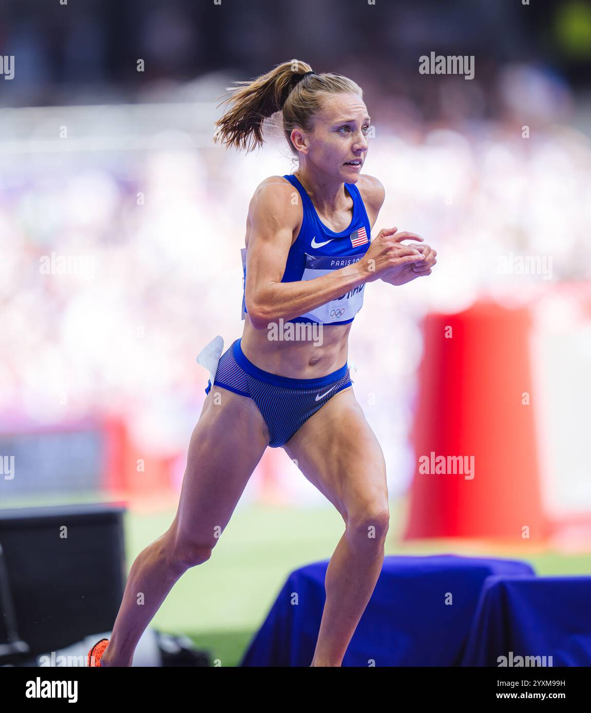 Marisa Howard participating in the 3000 metres steeplechase at the ...