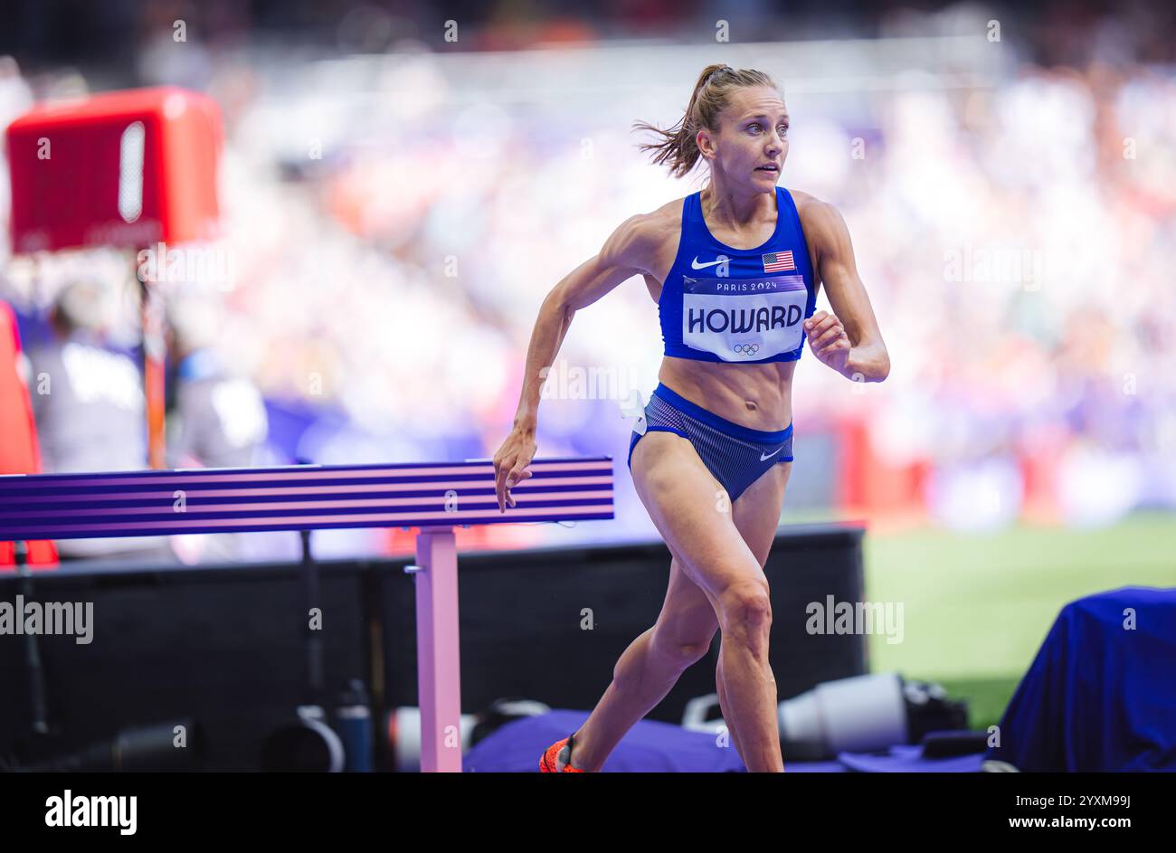 Marisa Howard participating in the 3000 metres steeplechase at the ...