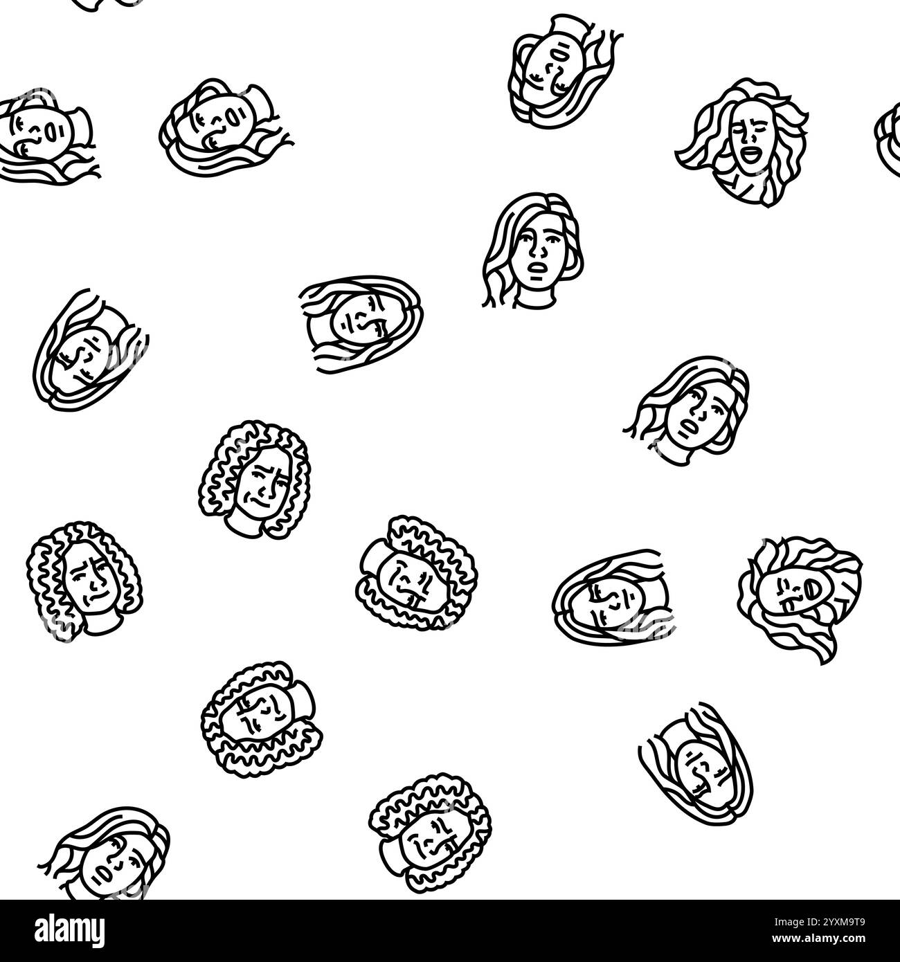 facial expression female smile seamless pattern vector Stock Vector ...