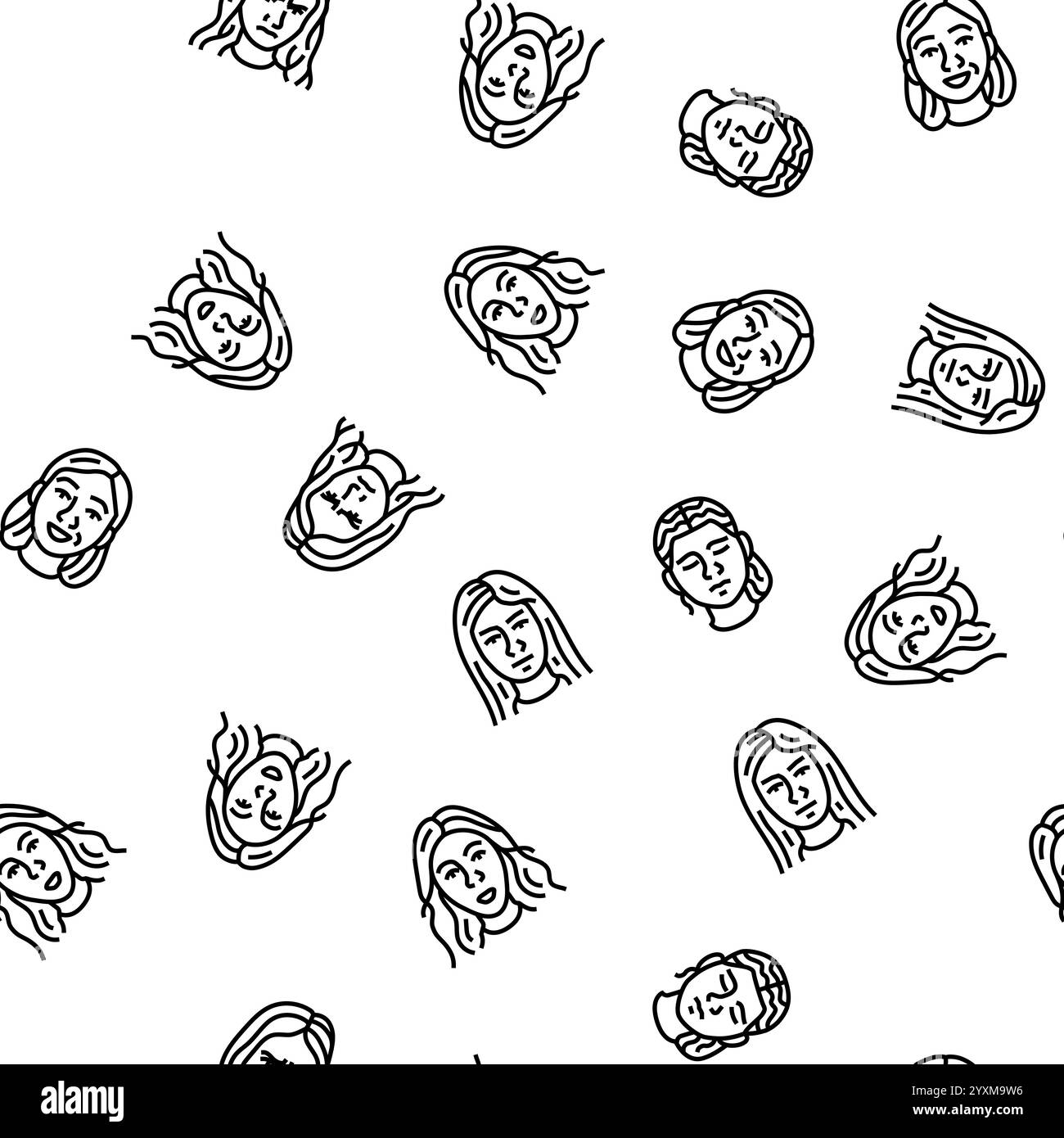 facial expression female smile seamless pattern vector Stock Vector ...
