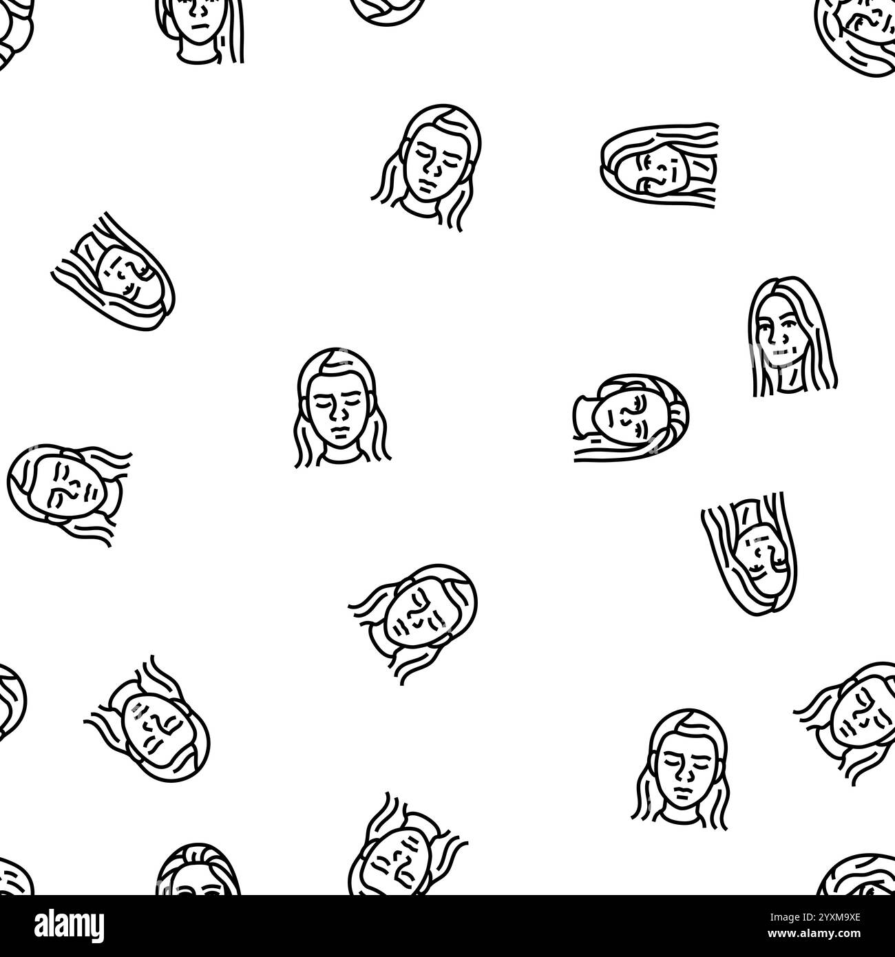 facial expression female smile seamless pattern vector Stock Vector ...