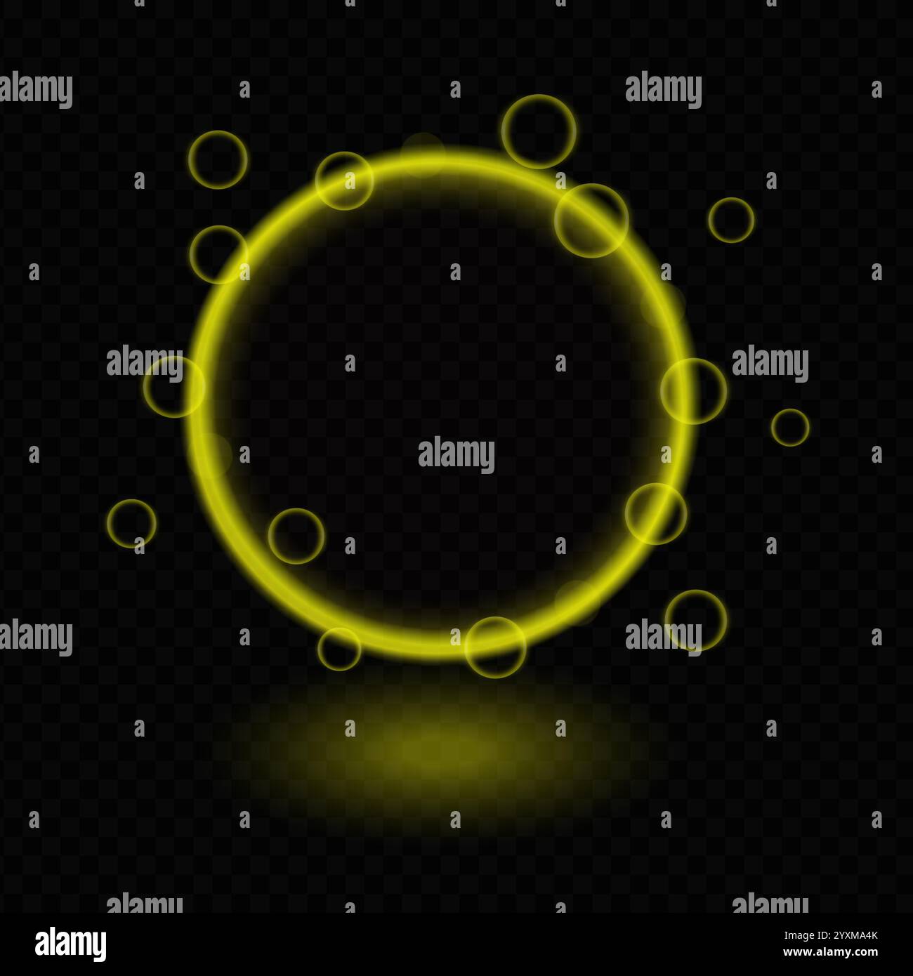 Neon magic circle. Glowing Yellow ring, light effects, futuristic ...
