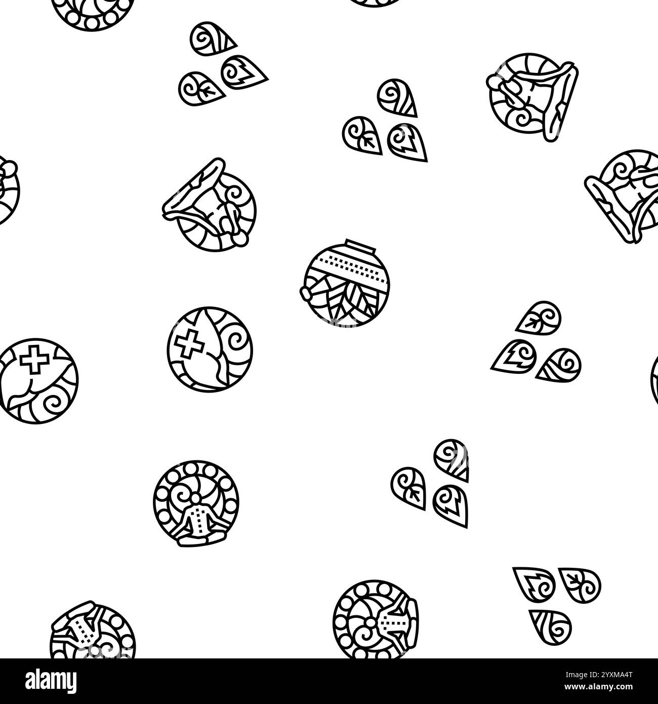 ayurveda dosha vata pitta vector seamless pattern thin line ...