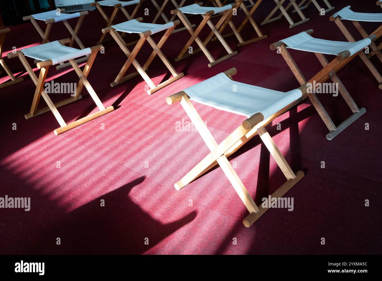 Foldable chairs in a Japanese Shinto shrine Stock Photo - Alamy