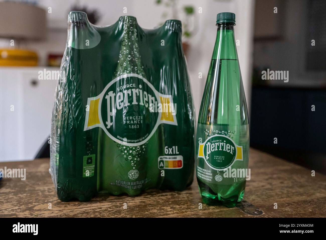This photo shows bottles of Perrier in Paris, France on December 17 ...