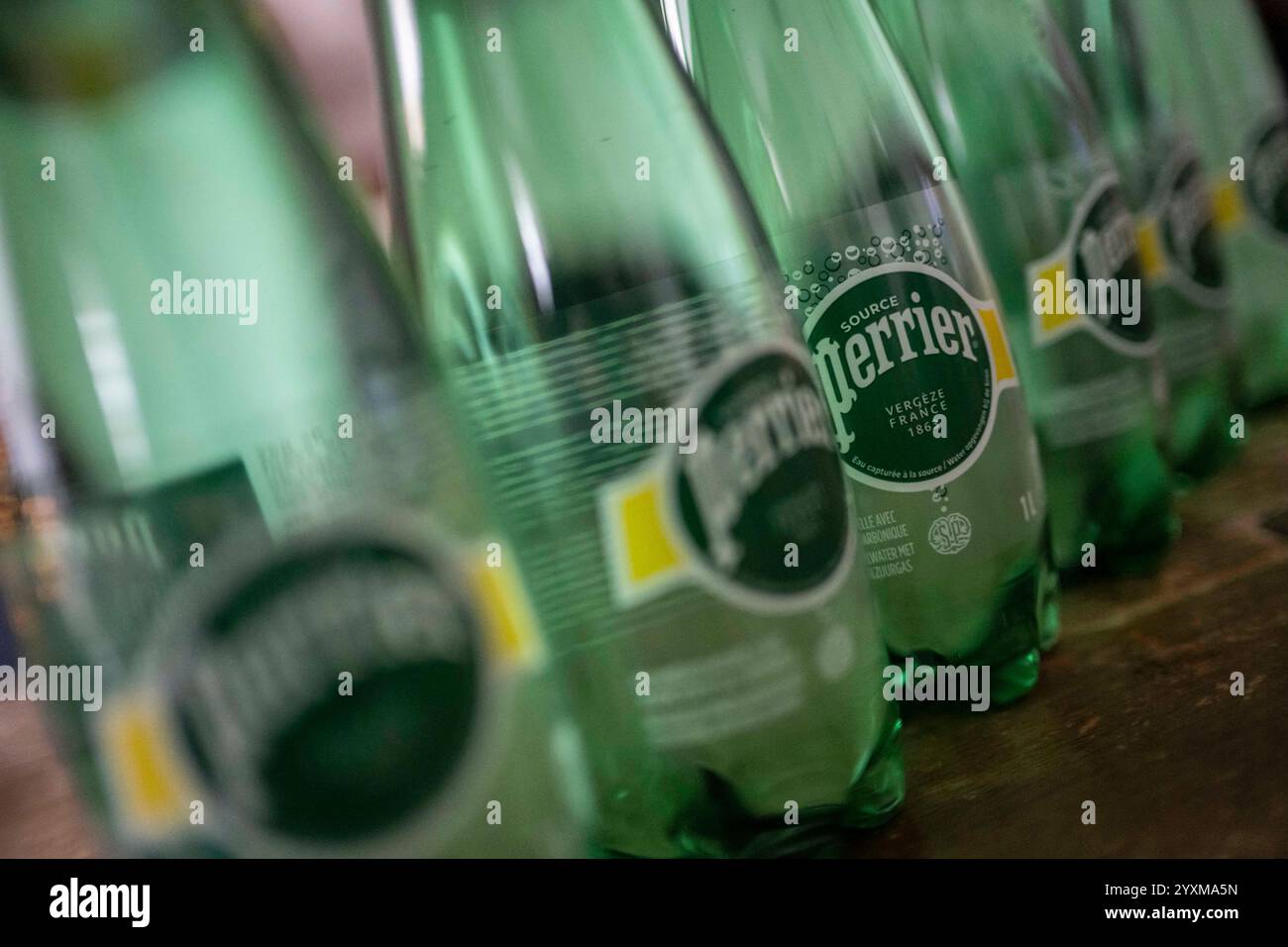 This photo shows bottles of Perrier in Paris, France on December 17 ...
