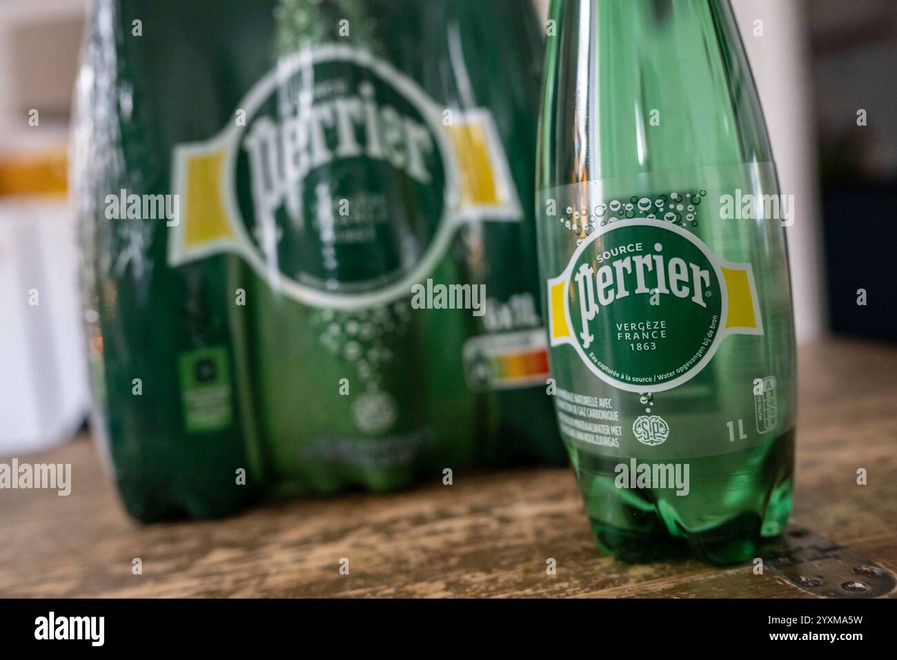 This photo shows bottles of Perrier in Paris, France on December 17 ...