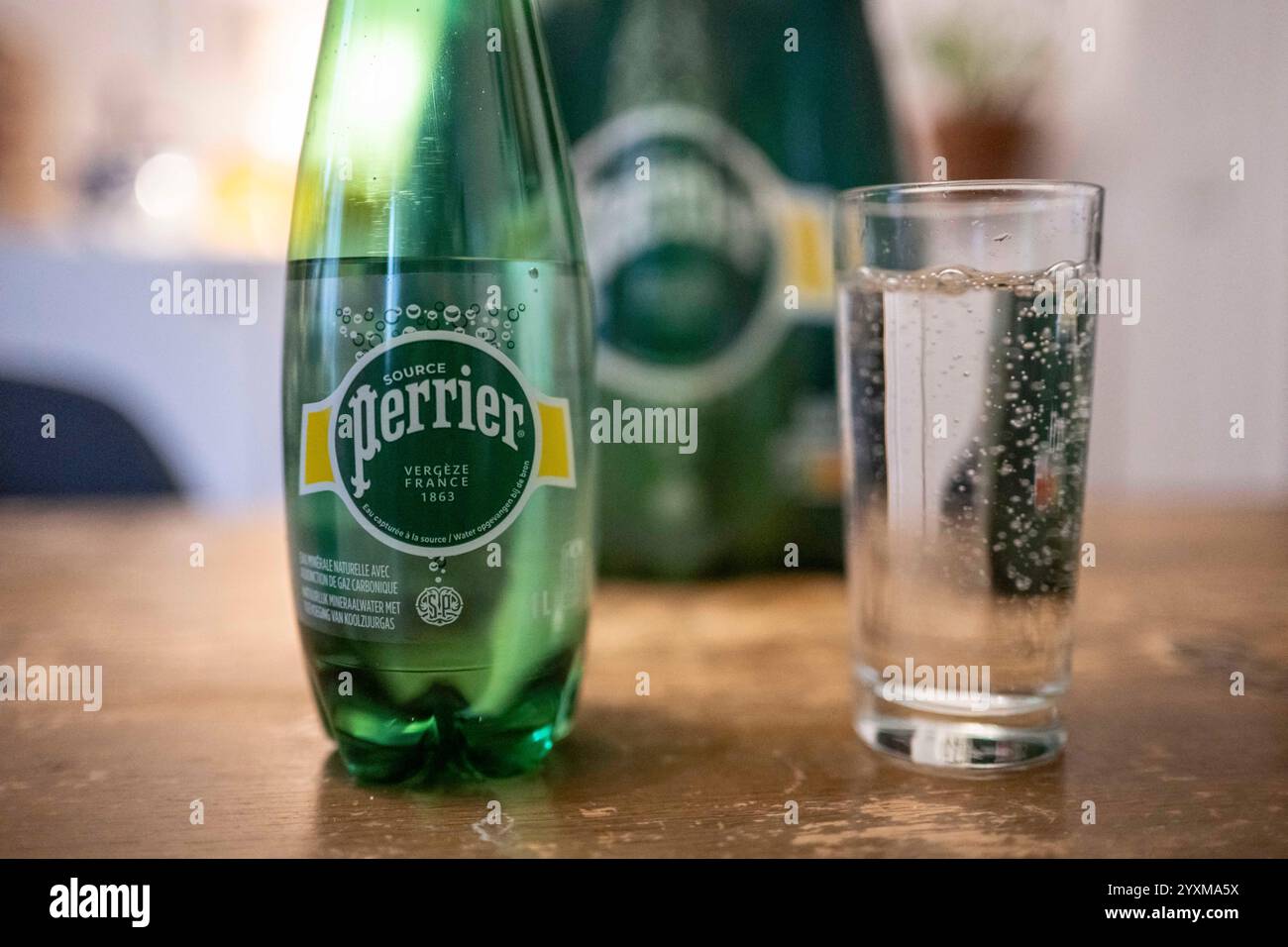This photo shows bottles of Perrier in Paris, France on December 17 ...