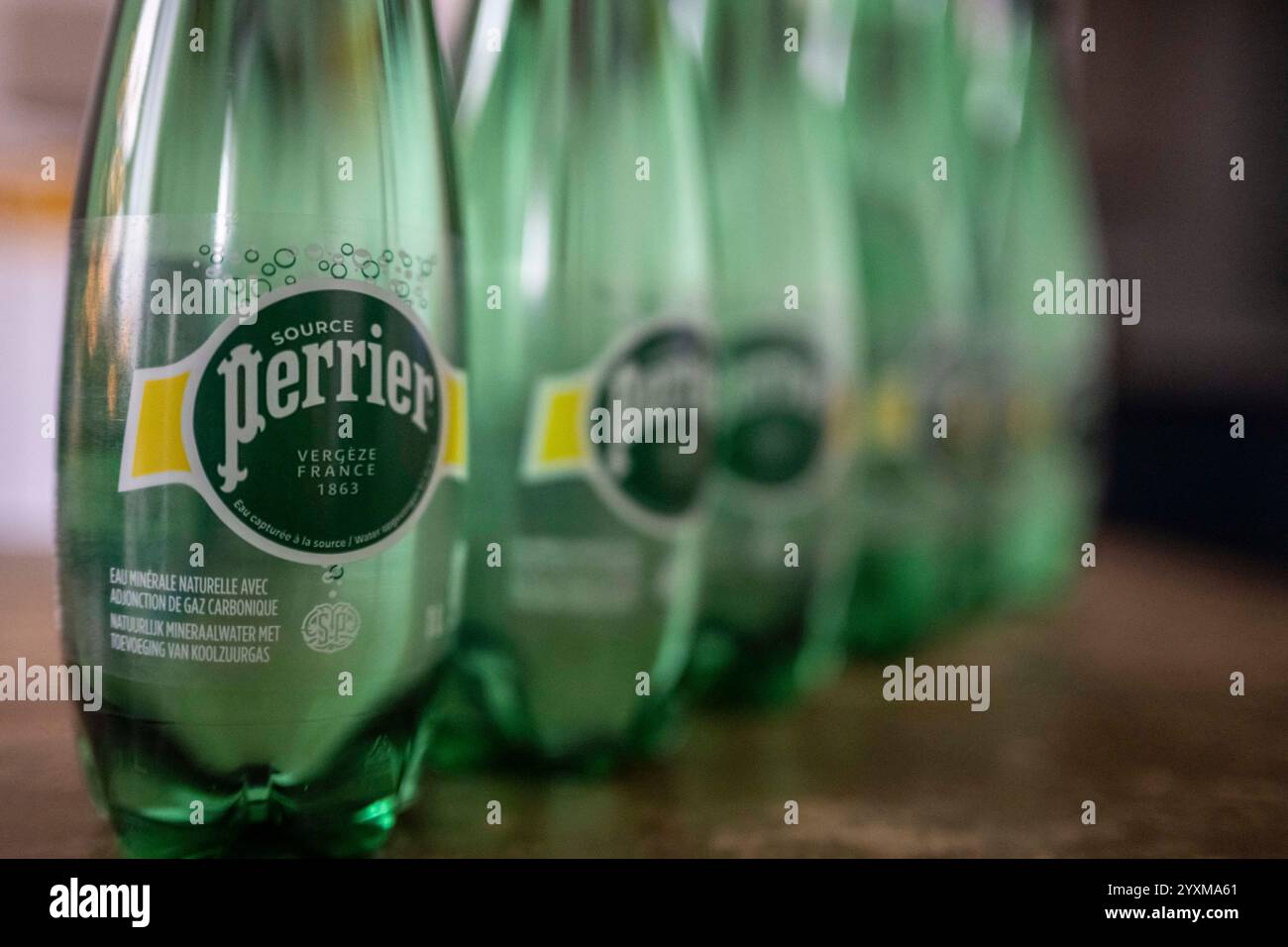 This photo shows bottles of Perrier in Paris, France on December 17 ...