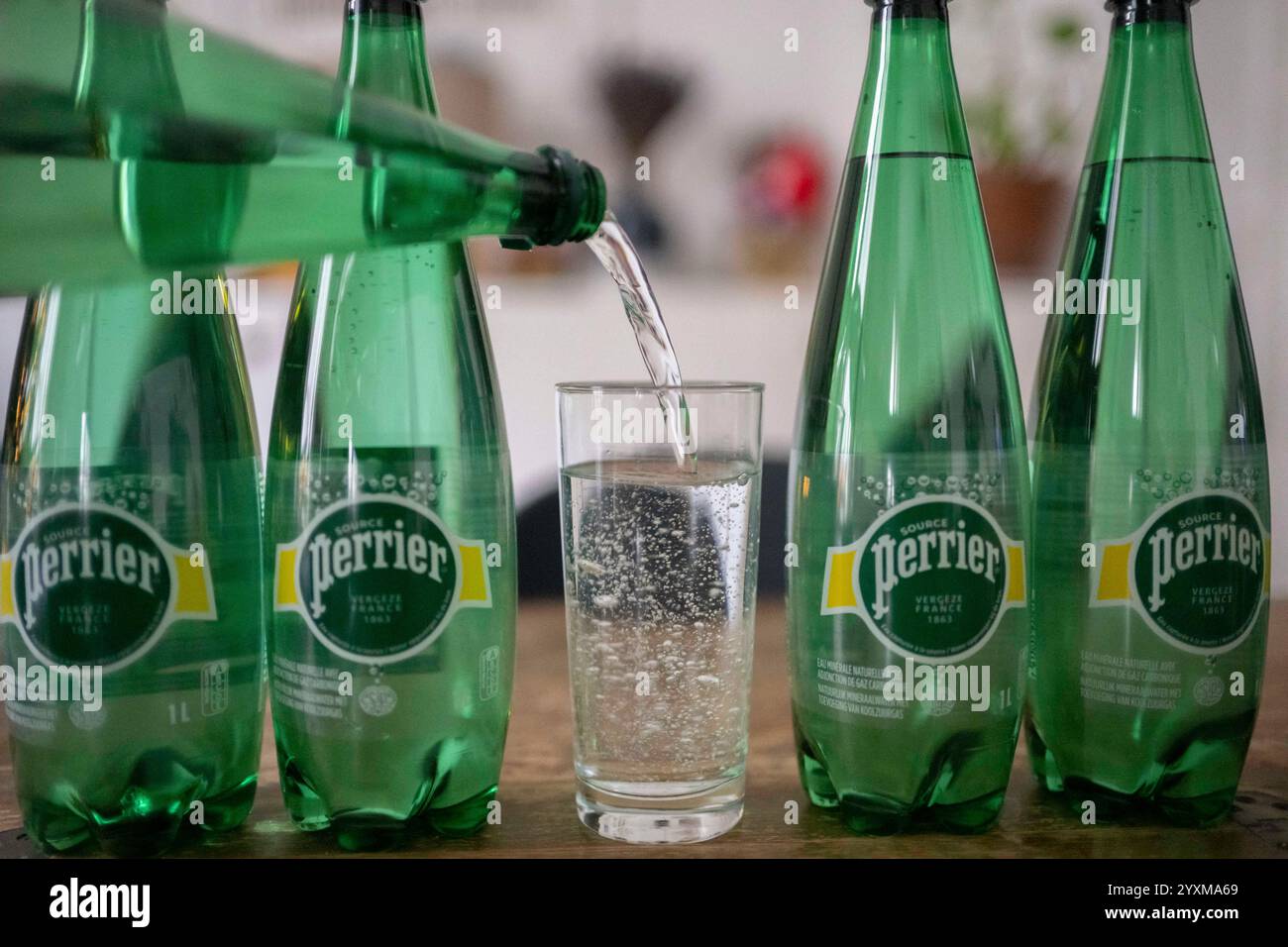This photo shows bottles of Perrier in Paris, France on December 17 ...
