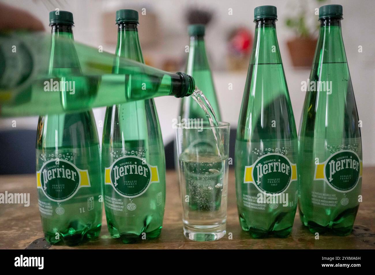 This photo shows bottles of Perrier in Paris, France on December 17 ...