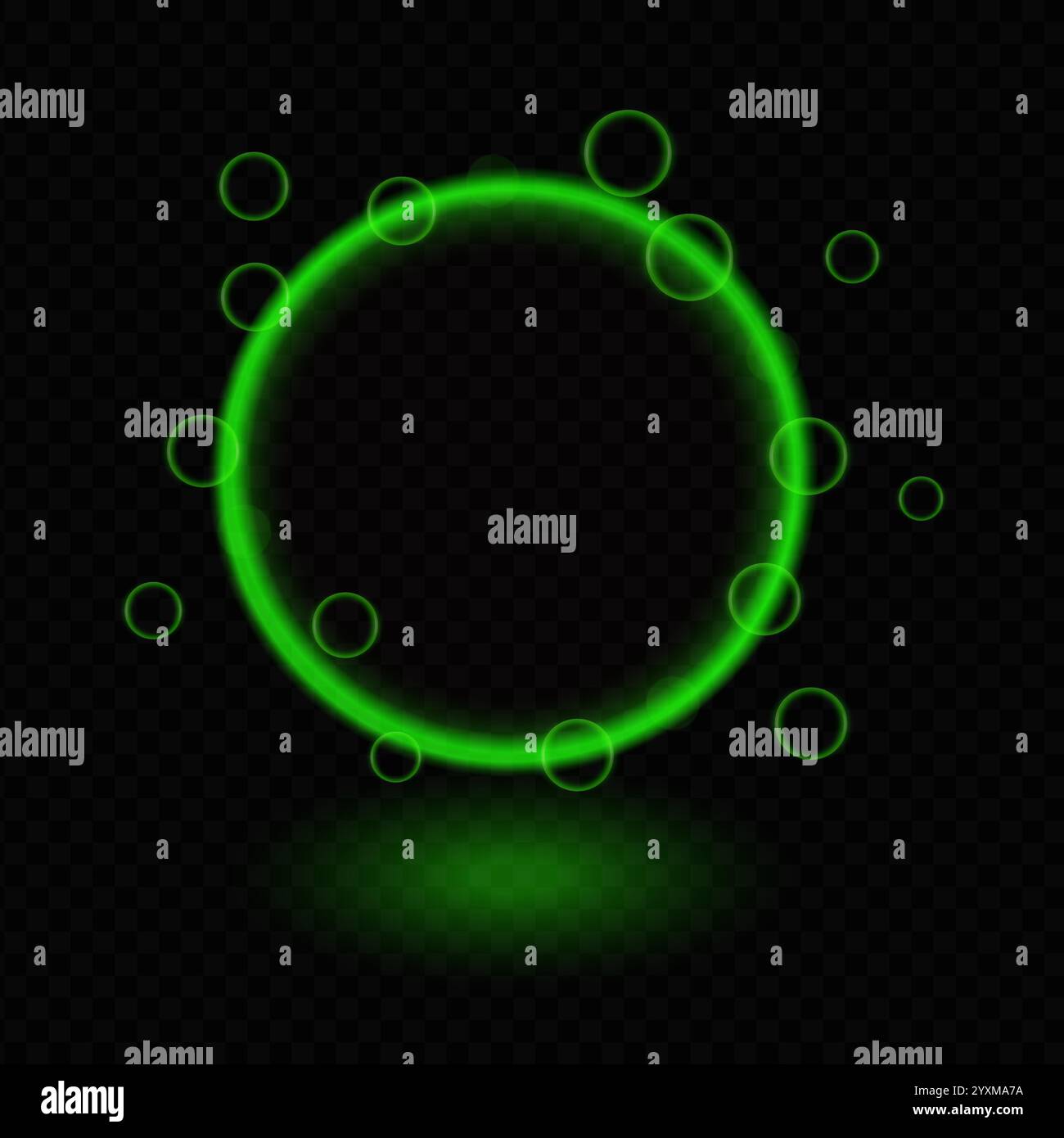 Neon magic circle. Glowing green ring, light effects, futuristic design ...