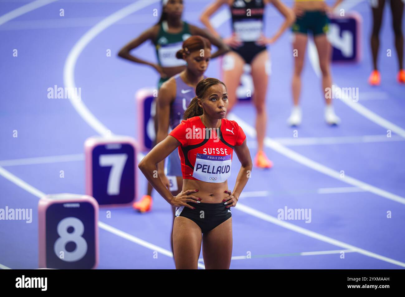 Rachel Pellaud participating in the 800 meters at the Paris 2024 ...