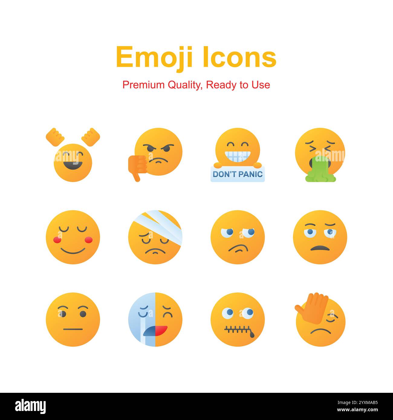Worried emoticon face icons hi-res stock photography and images - Alamy