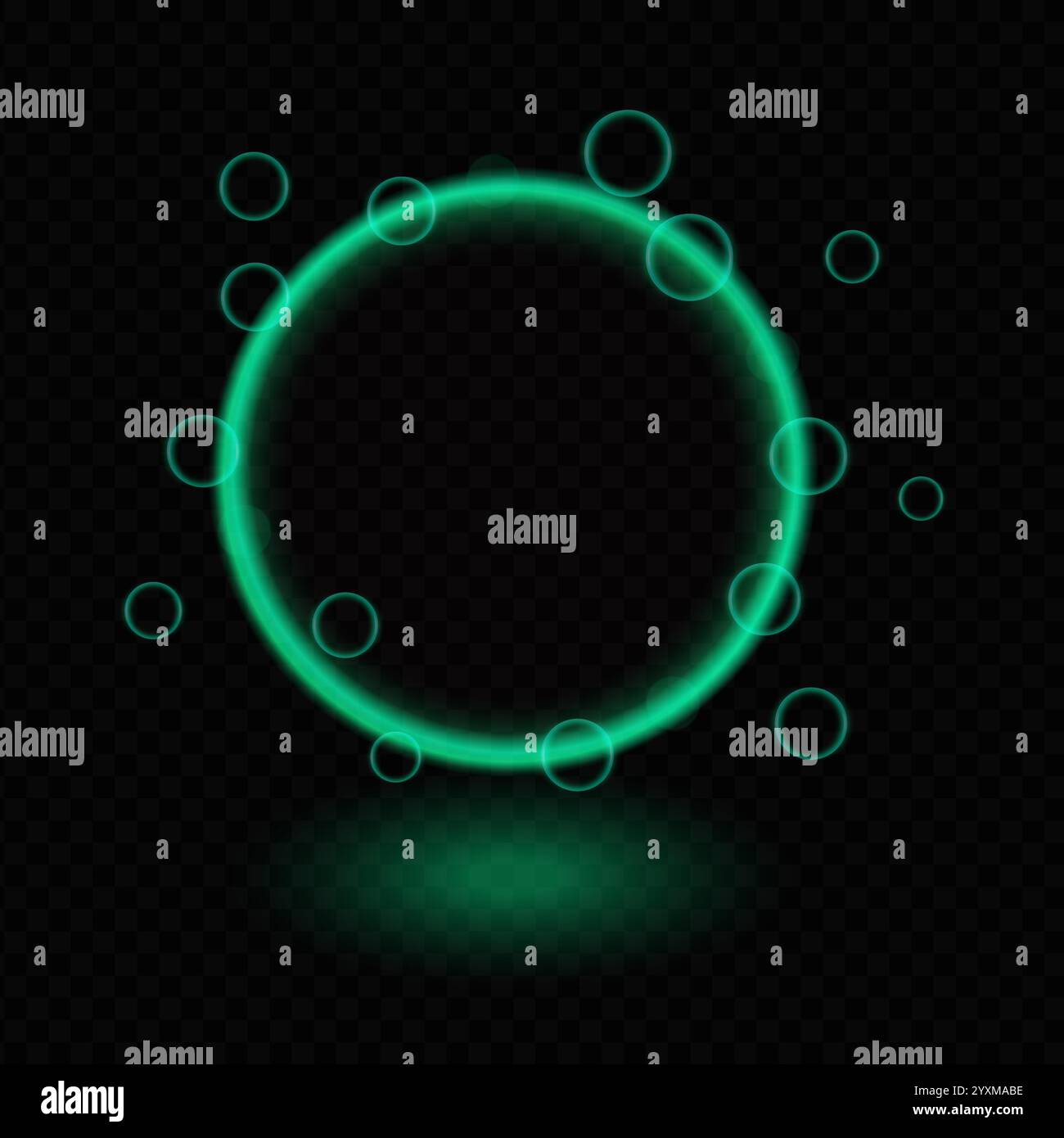 Neon magic circle. Glowing green ring, light effects, futuristic design ...