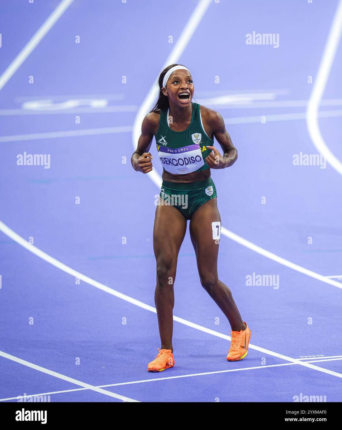 Prudence Sekgodiso participating in the 800 meters at the Paris 2024 ...