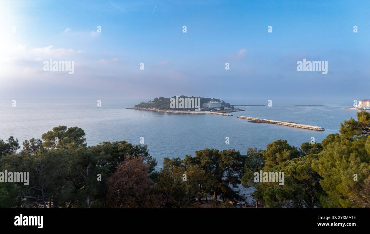 Captivating aerial view of Sveti Nikola Island located near the coastal ...