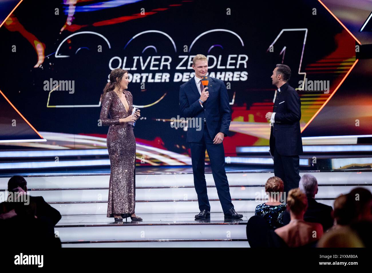 Lena Kesting (ZDF TV Moderatorin), Oliver Zeidler (Rudern Einer), Sven Voss (ZDF TV Moderator ...