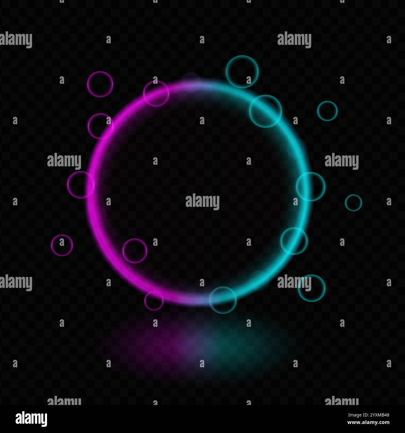 Neon gradient magic circle. Glowing multicolor ring, futuristic light ...