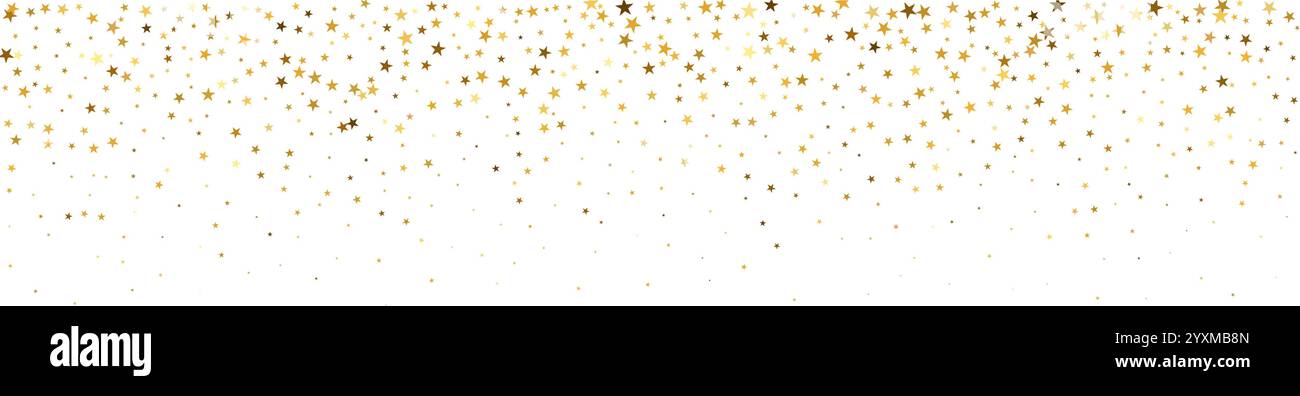 Golden star background with glittering confetti and falling stardust ...